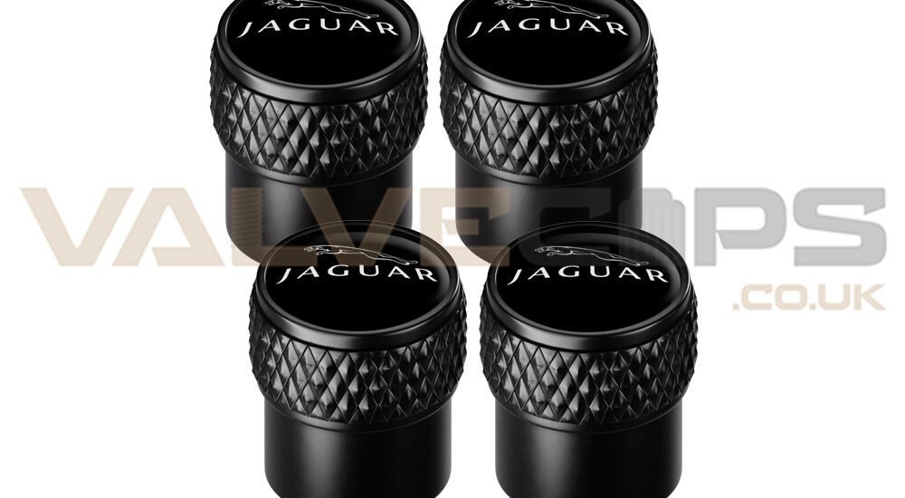 Jaguar Knurled Black Valve Caps | ValveCaps.co.uk | Jaguar